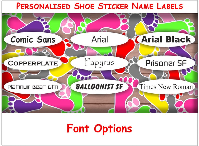 18 Pairs White Coloured Feet Shaped Personalised Waterproof Shoe Name ...