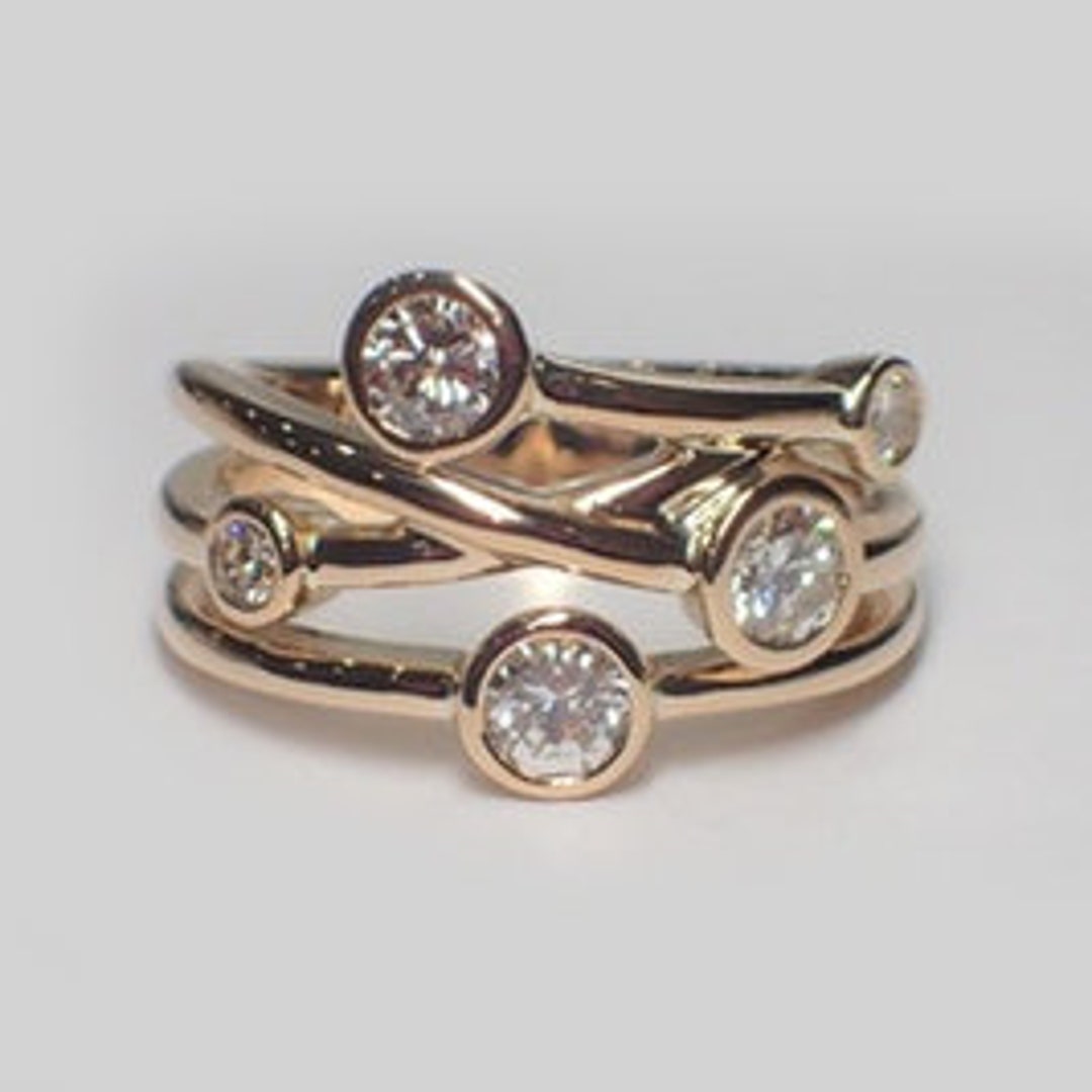 Moissanite Boodles Style Ring Moissanite Bubbles Wide Stacking Ring ...