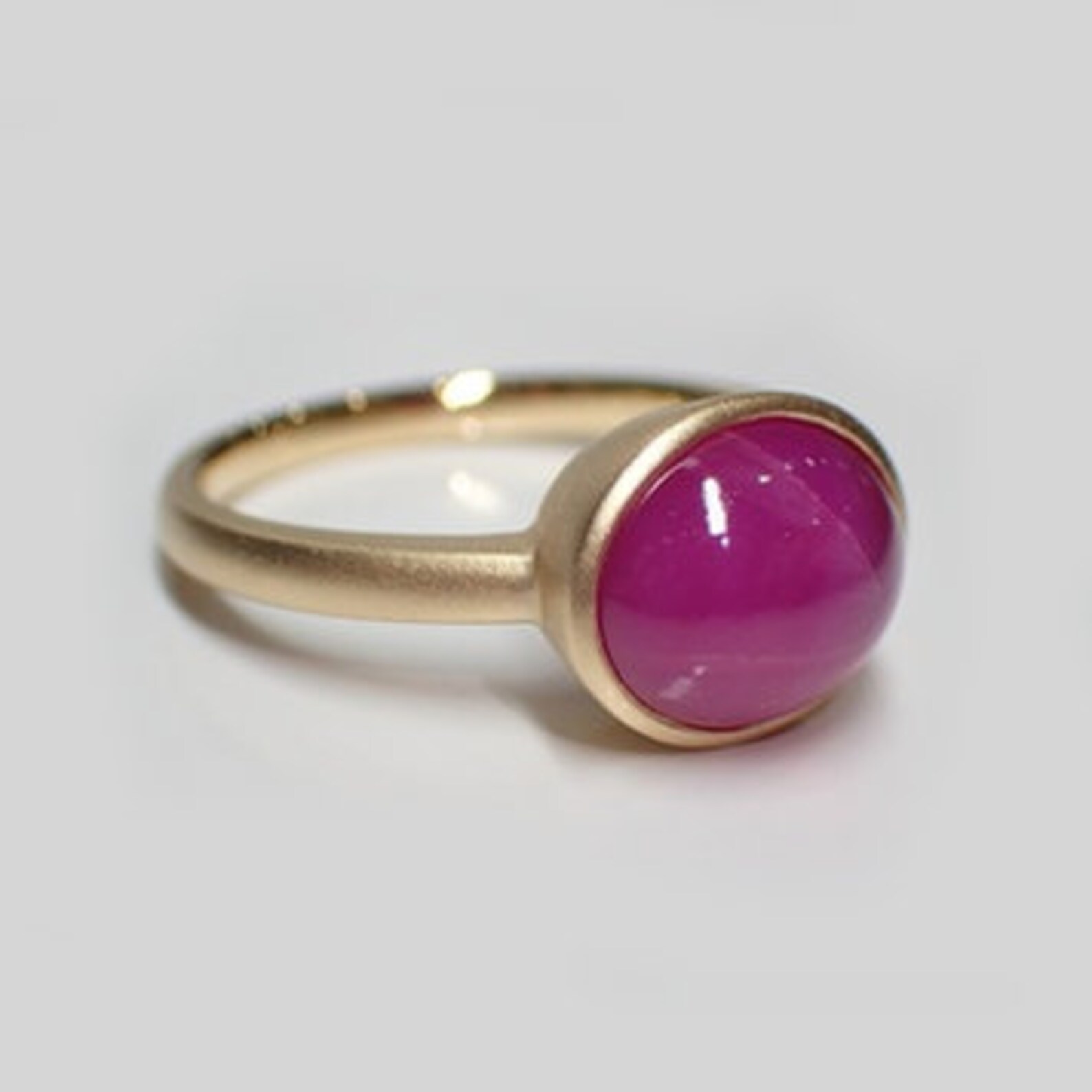 East West Ruby Ring 10ct Natural Ruby Cabochon July Birthstone Ring 14K ...