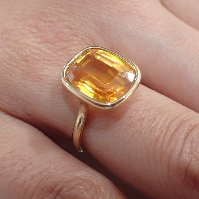 Big & Bold Citine Women Dainty Ring 5.00ct Citrine Cocktail Ring ...