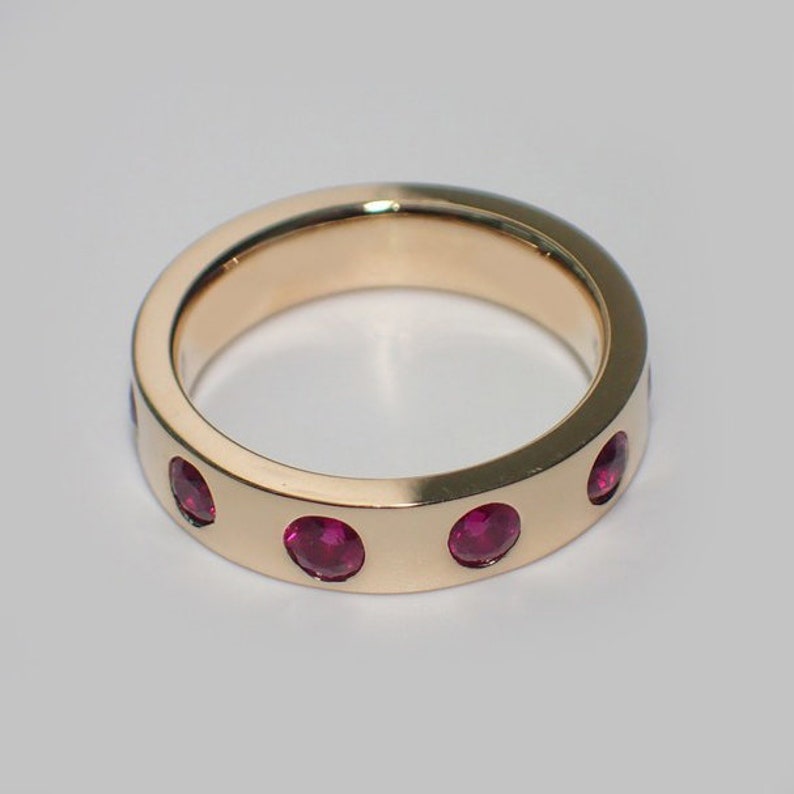Flush Setting Ruby Eternity Band 9K Gold Round Ruby Cluster - Etsy
