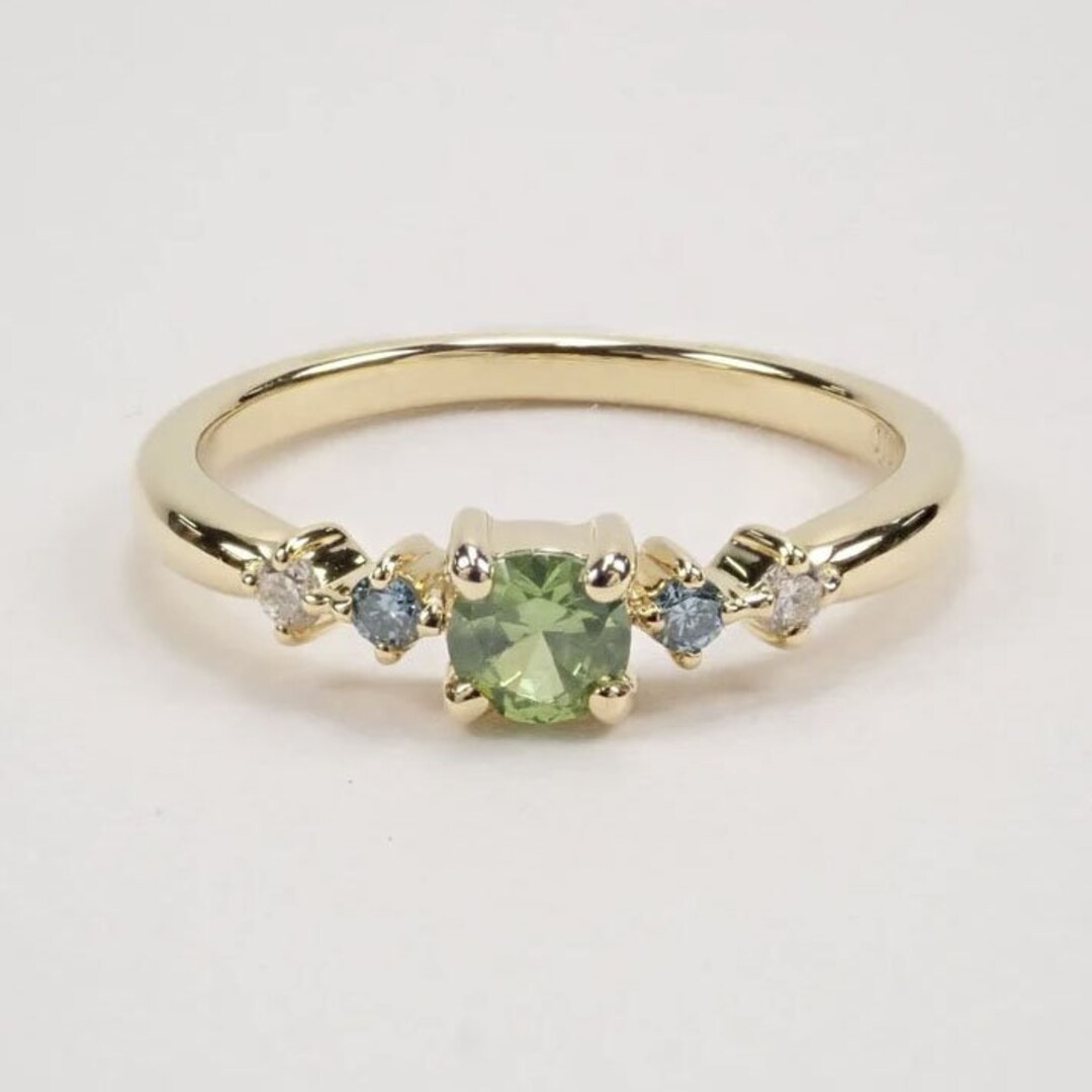 Multi Gemstone Band Ring Peridot Solitaire Ring Classic Style 5 Stone ...