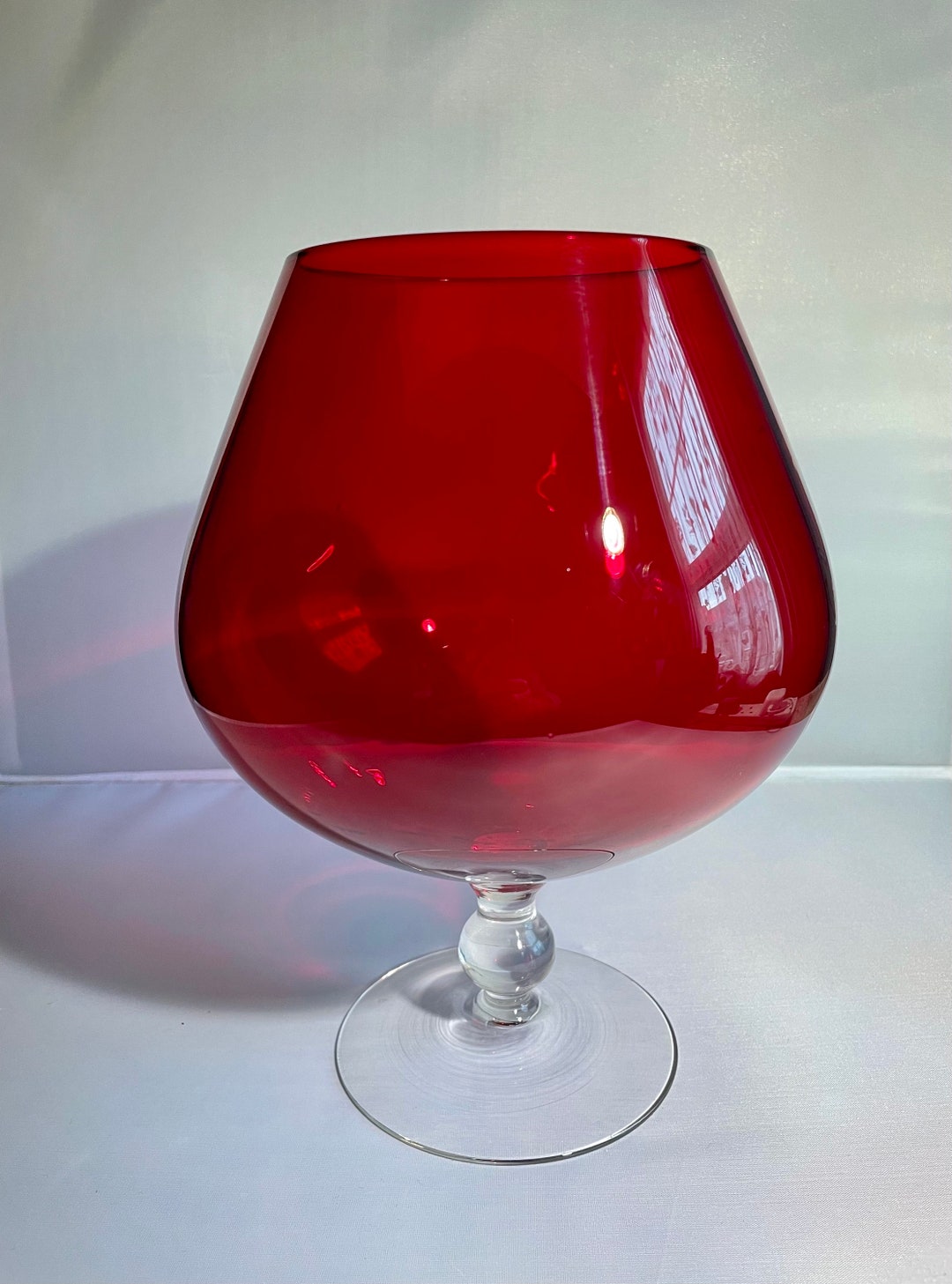 Xl Ruby Red Brandy Snifter Balloon Glass Vase C 1970s - Etsy