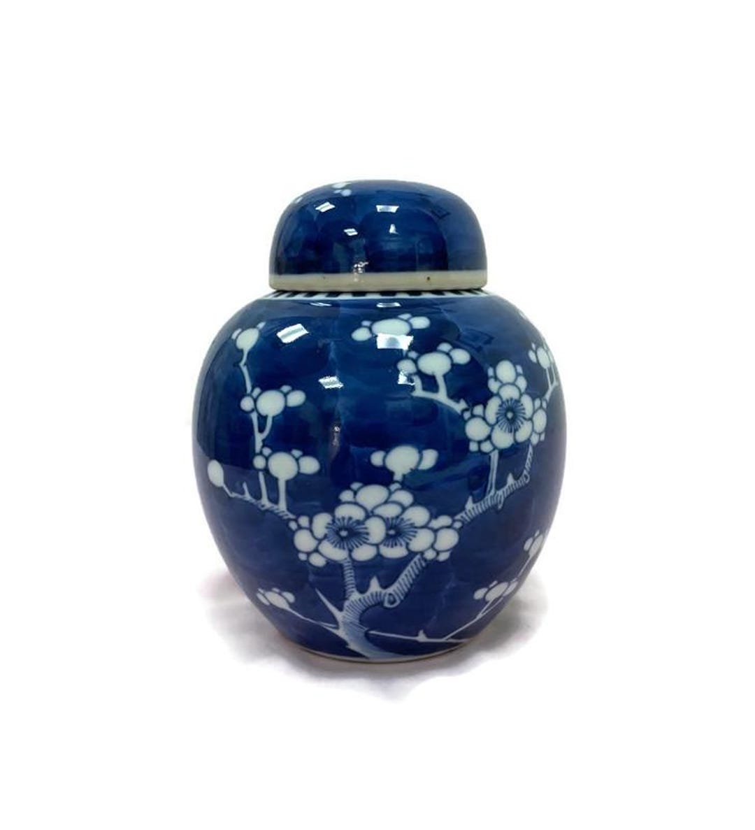 Antique Kangxi Ginger Jar: Hand-painted Hawthorn Pattern, Blue & White ...