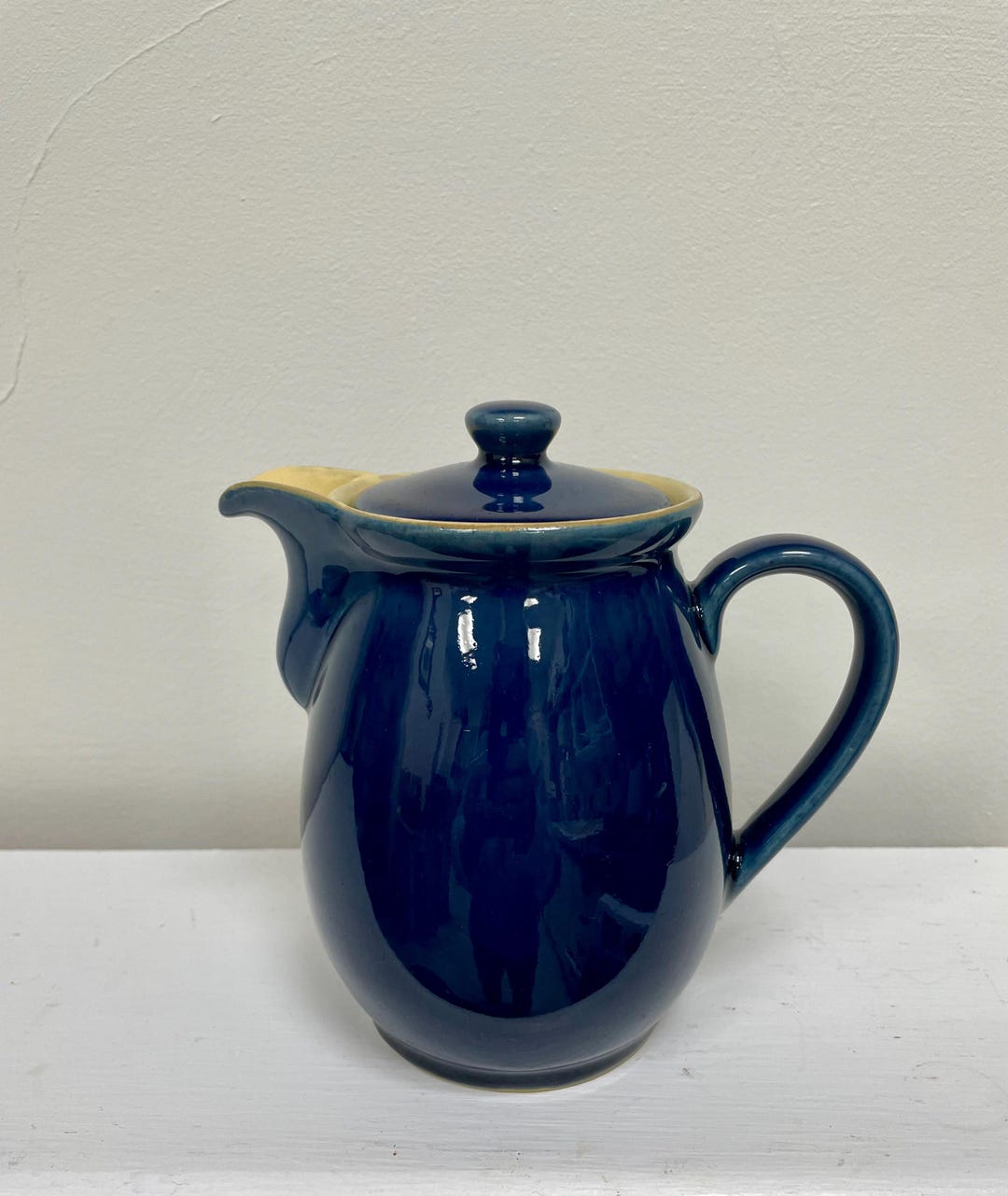 Vintage Denby Stoneware Cottage Blue and Yellow 1pint Coffee Pot Circa ...