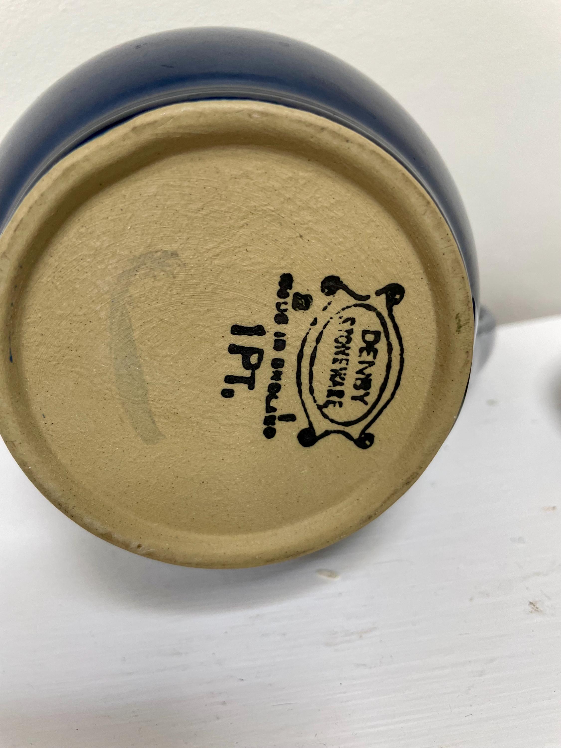 Vintage Denby Stoneware Cottage Blue and Yellow 1pint Coffee Pot Circa ...