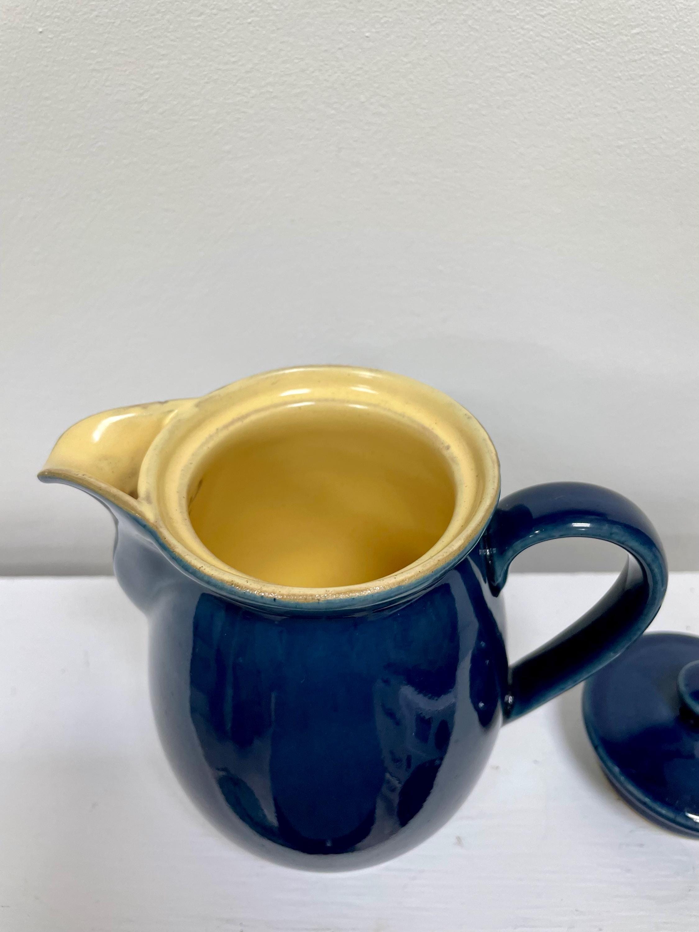 Vintage Denby Stoneware Cottage Blue and Yellow 1pint Coffee Pot Circa ...