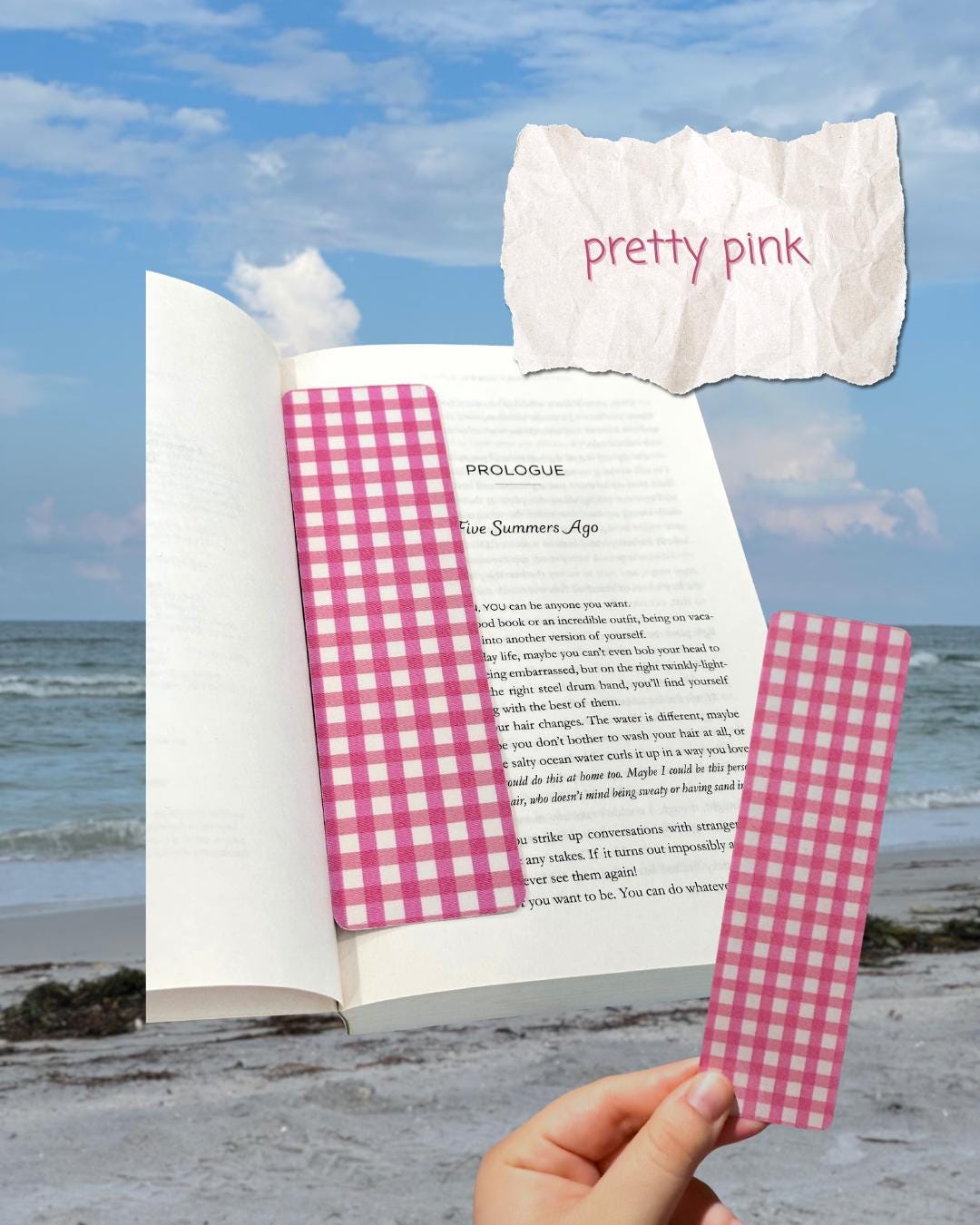 Pink Gingham Bookmark | Handmade Laminated Paper - Etsy