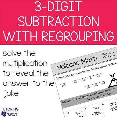 Three Digit Subtraction Math Worksheet With Regrouping Practice - Etsy