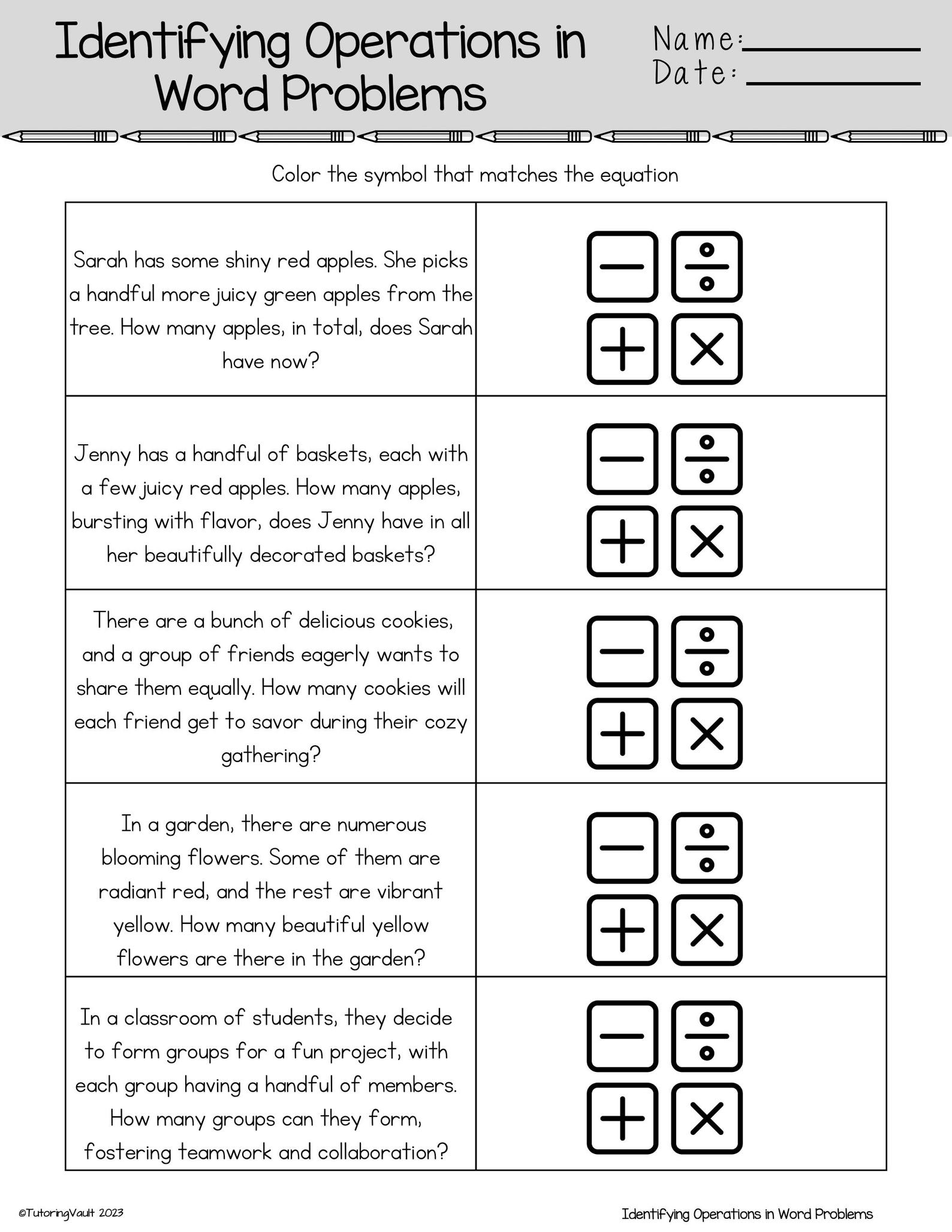 Identifying Operations in Word Problems | No Numbers | All Operations ...