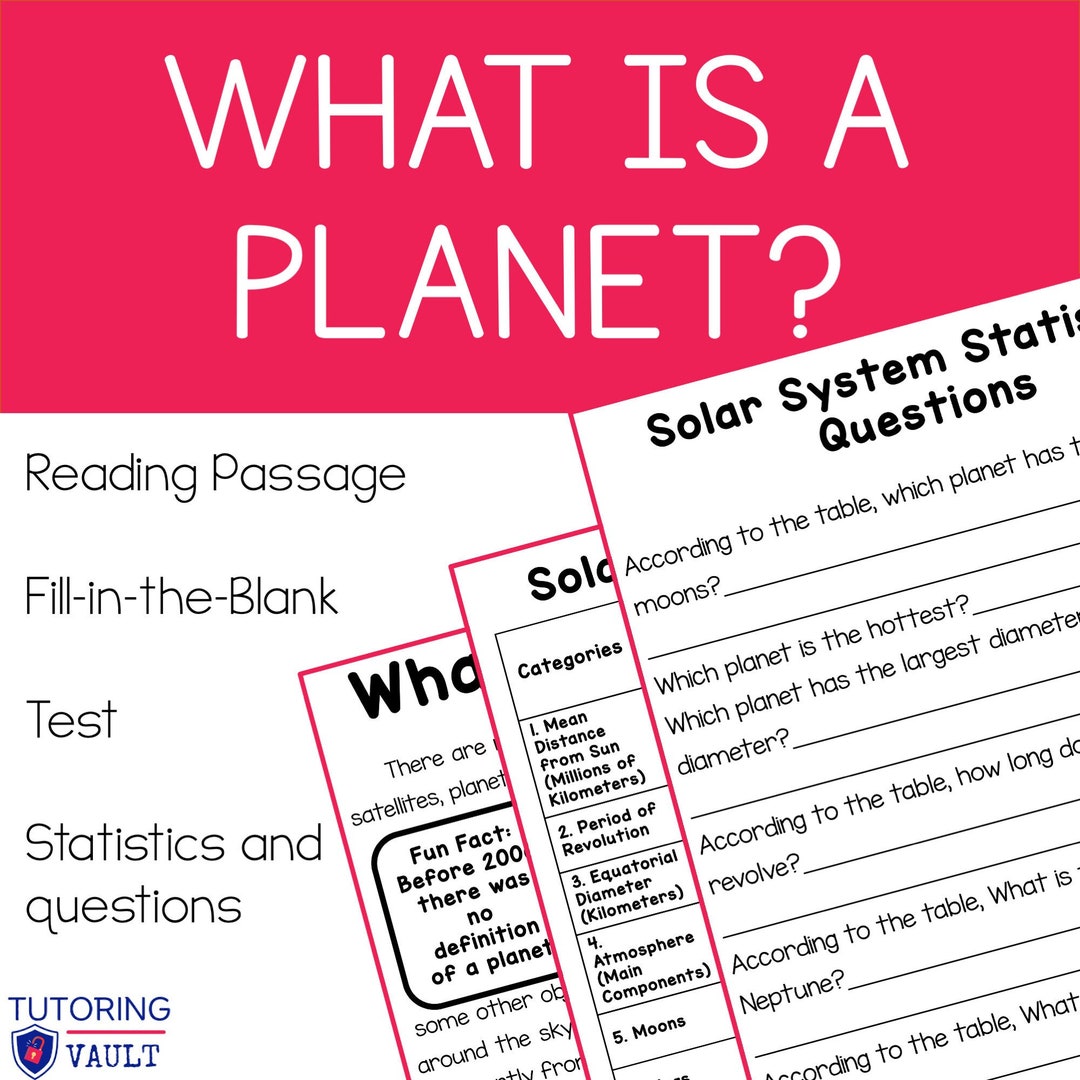 What is a Planet? | Reading Passage | Fill-in-the-blank - Etsy