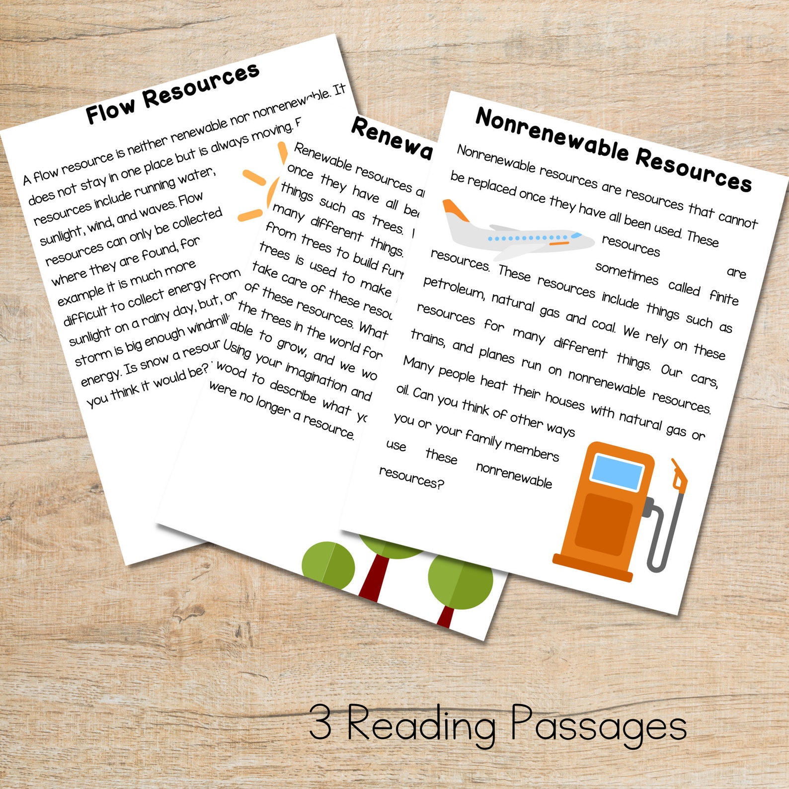 Types of Natural Resources Reading and Worksheets - Etsy