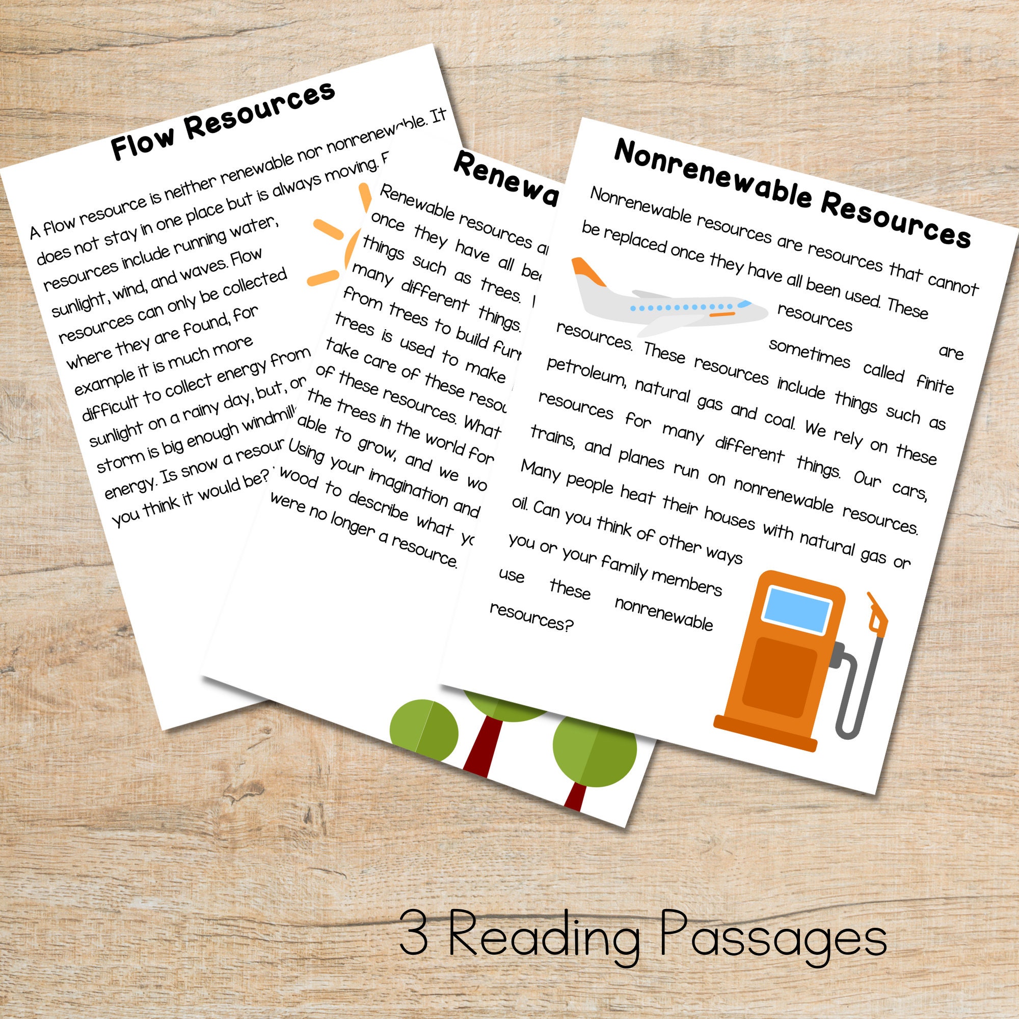 Types of Natural Resources Reading and Worksheets - Etsy