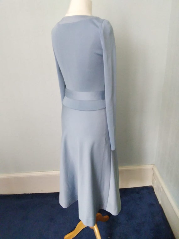 Chic 1970s vintage pale blue midi dress by Rodier of … - Gem