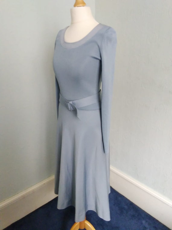 Chic 1970s vintage pale blue midi dress by Rodier of … - Gem
