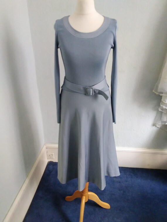 Chic 1970s vintage pale blue midi dress by Rodier of … - Gem