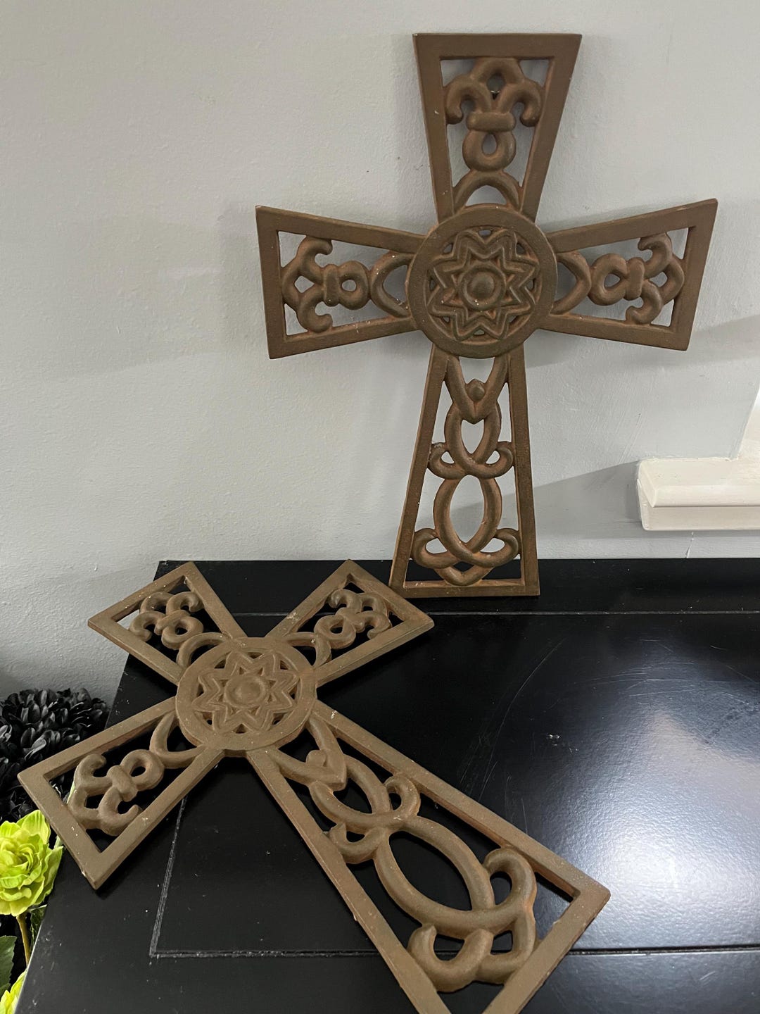 Pair of Large Cast Iron Celtic Crosses - Etsy