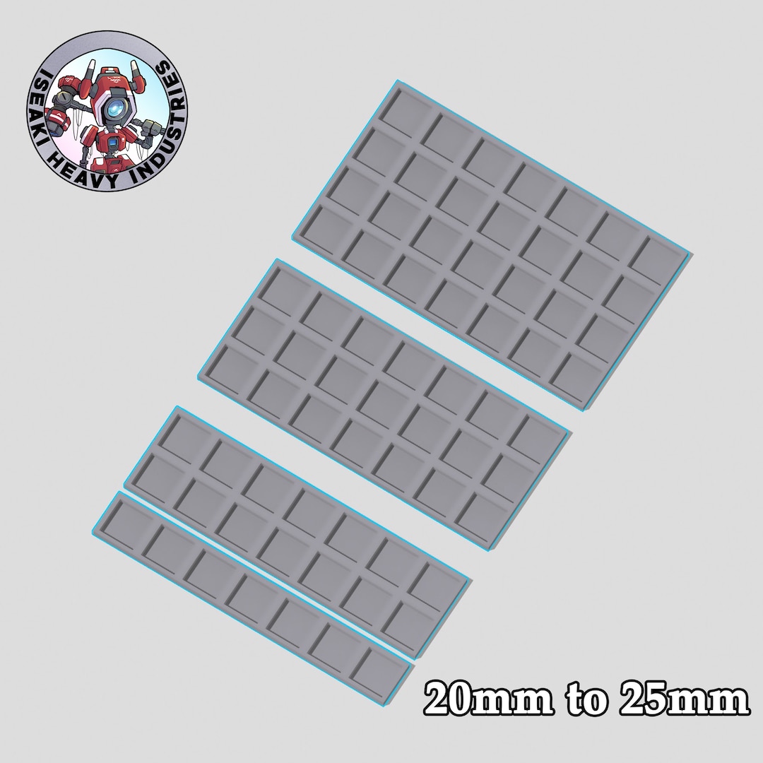 25mm to 30mm 7x1, 7x2, 7x3, 7x4 Square Base Movement Trays 3d Printed ...