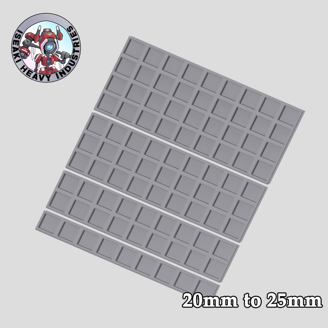 20mm to 25mm 9x1, 9x2, 9x3, 9x4 Square Base Movement Trays - 3d Printed ...
