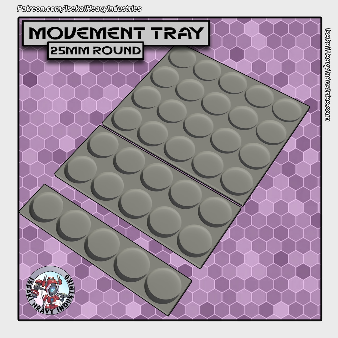 25mm Round Base Movement Trays - 3d Printed - Etsy