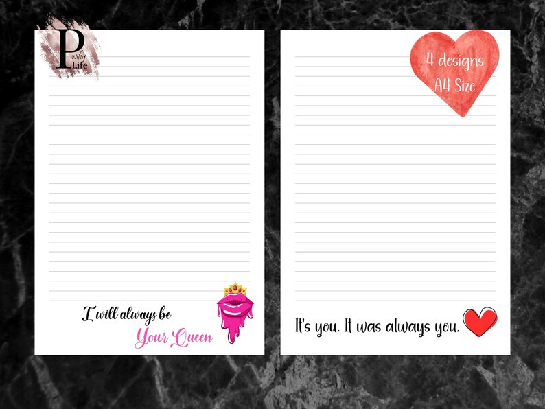 Prison Wife Stationery Paper, Printable Prison Love Letter, 4 Various ...