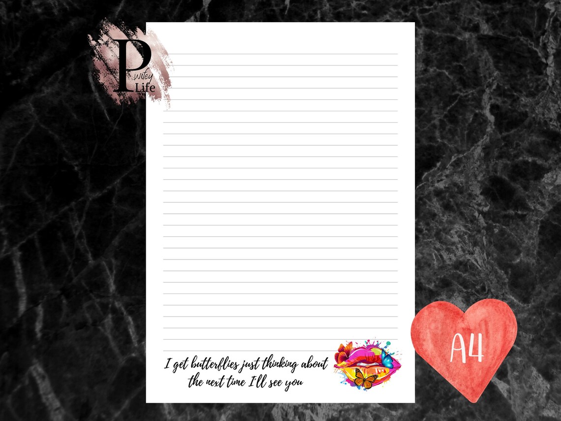 Prison Wife Stationery Paper, Printable Prison Love Letter, Digital ...