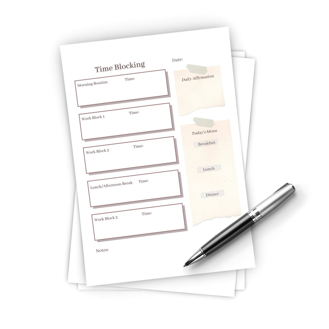 Time Blocking Day Planner Printable - Etsy