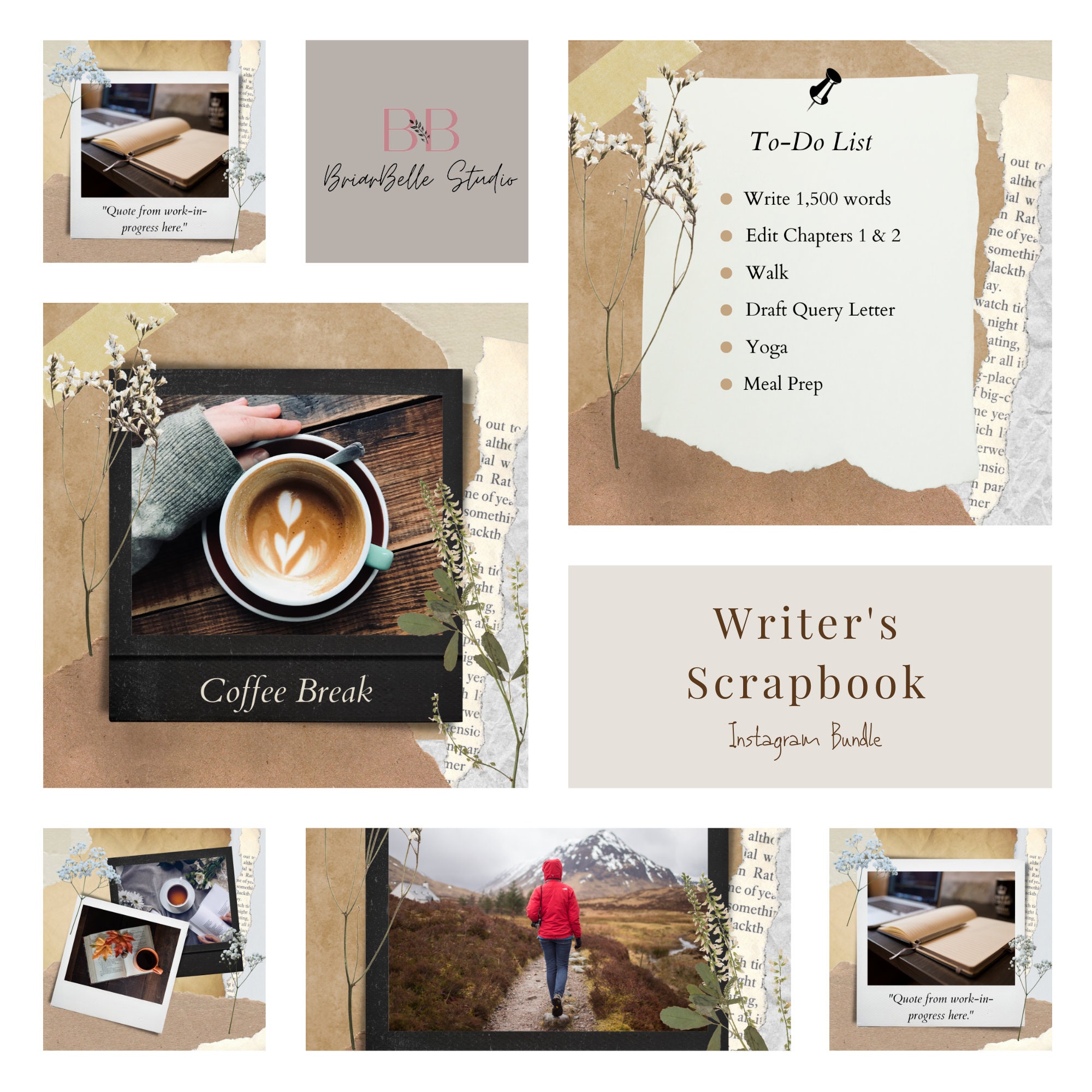 Writer's Scrapbook Instagram Bundle Canva Templates - Etsy