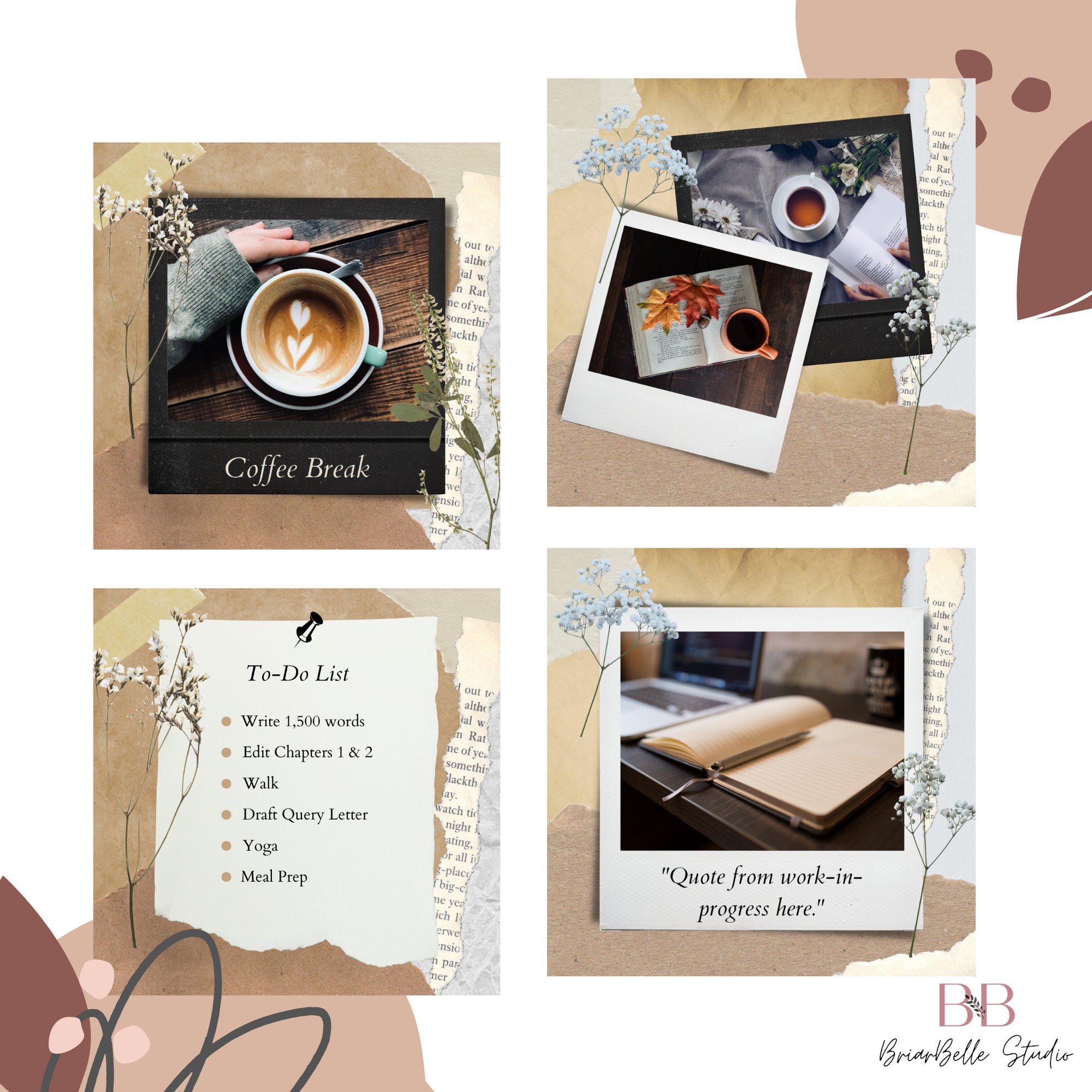 Writer's Scrapbook Instagram Bundle Canva Templates - Etsy