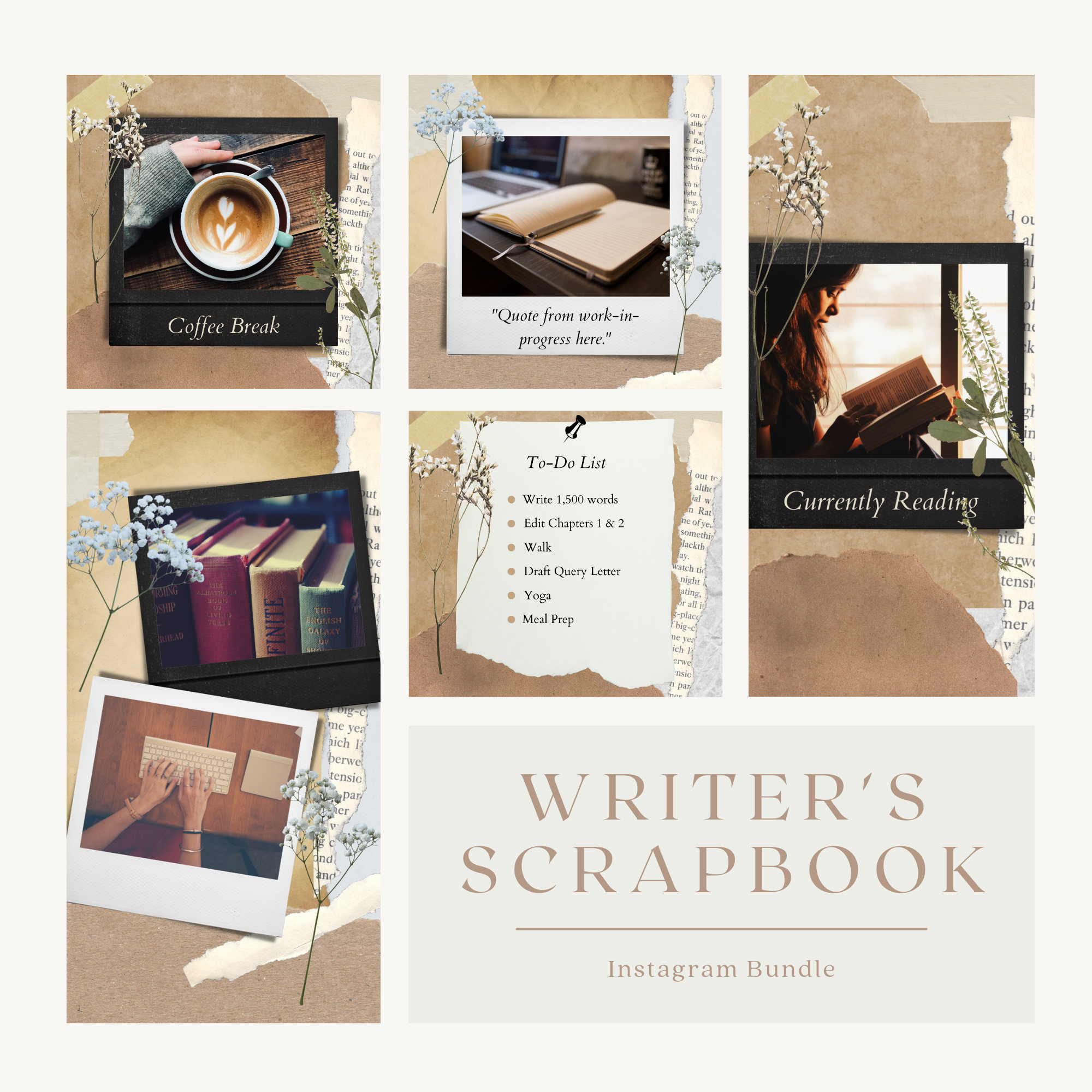 Writer's Scrapbook Instagram Bundle Canva Templates - Etsy