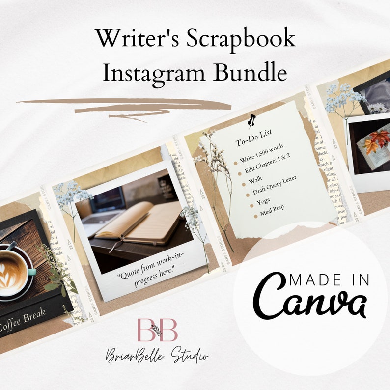 Writer's Scrapbook Instagram Bundle Canva Templates - Etsy