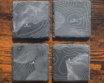 Scotland Highest Mountains Contours Set of 6 Slate Coasters - Etsy UK