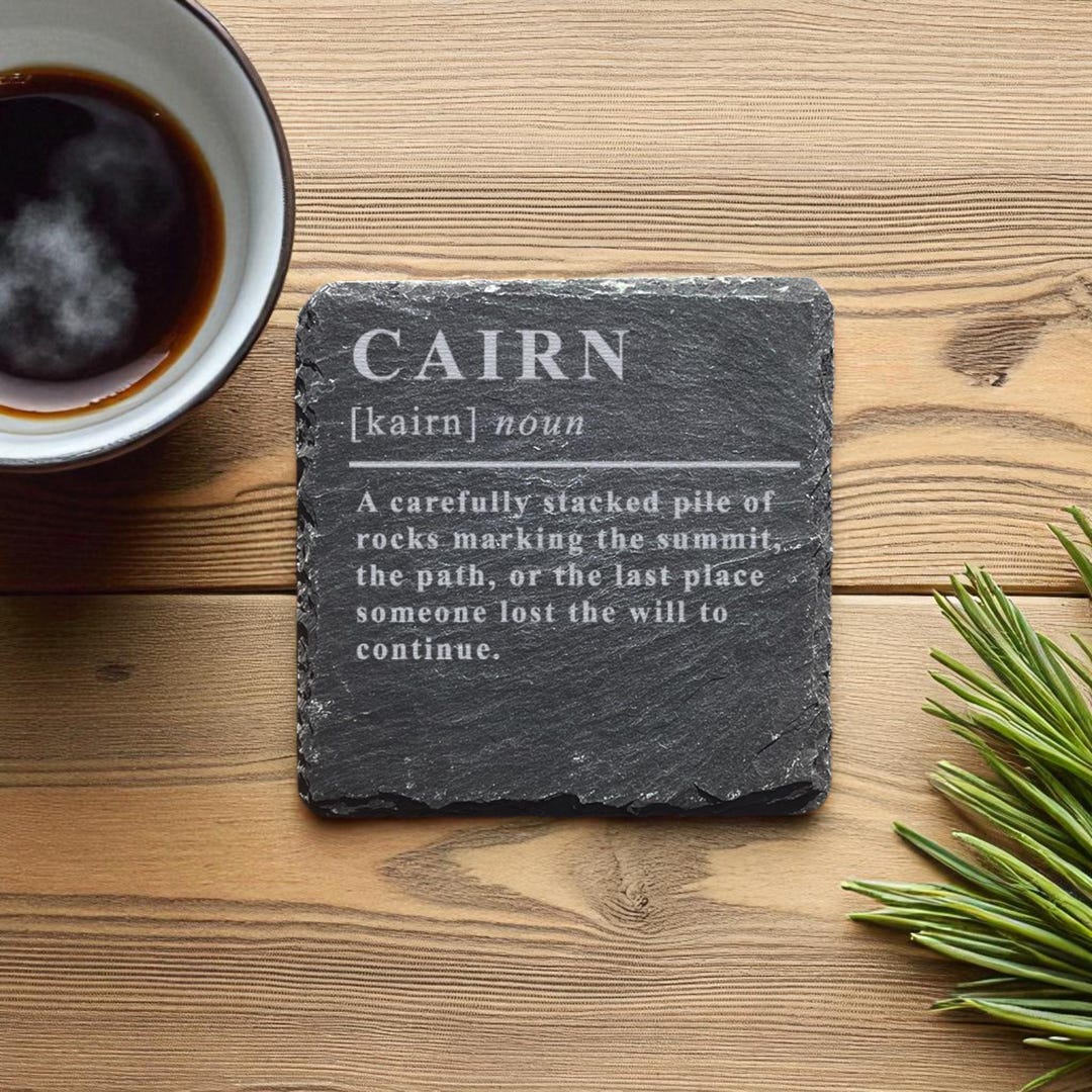 Cairn Definition Funny Slate Coaster – Gift for Hikers & Walkers ...