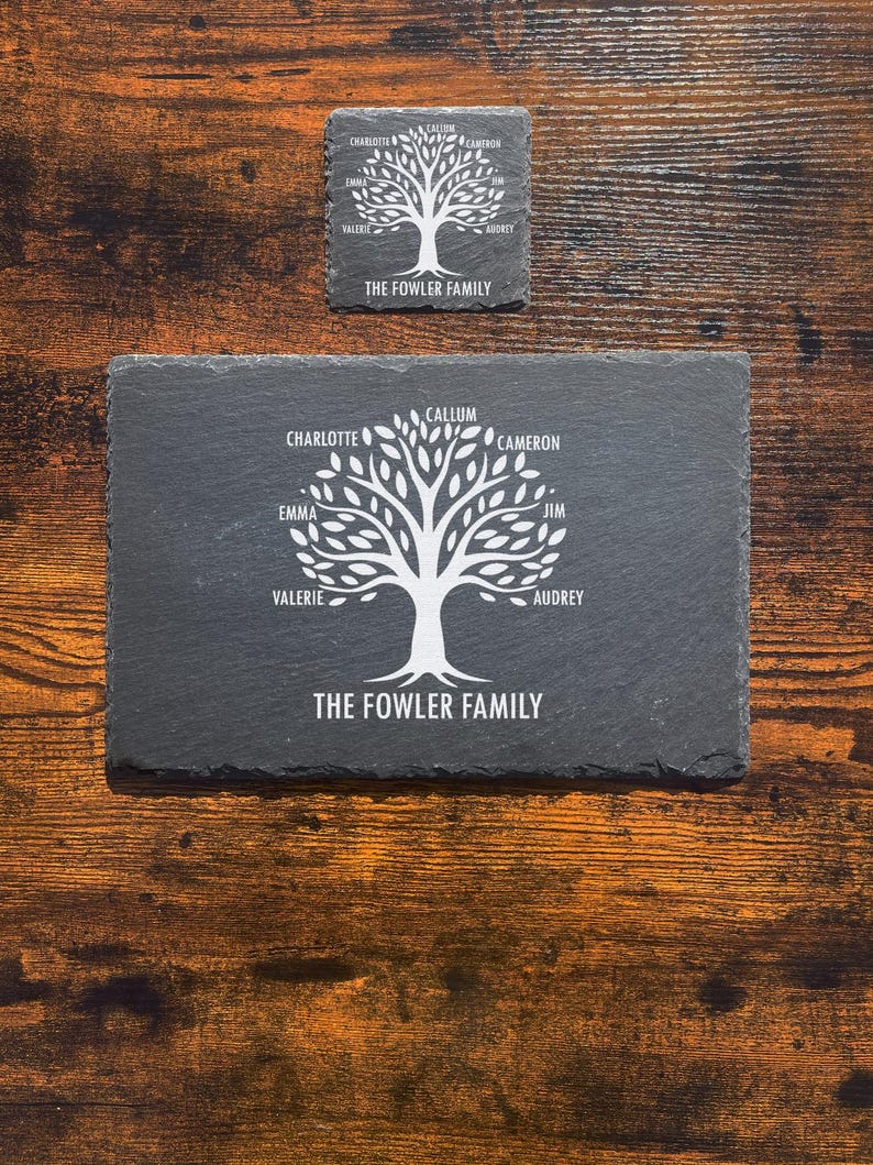 Personalised Family Tree Slate Placemat - Custom Family Tree ...