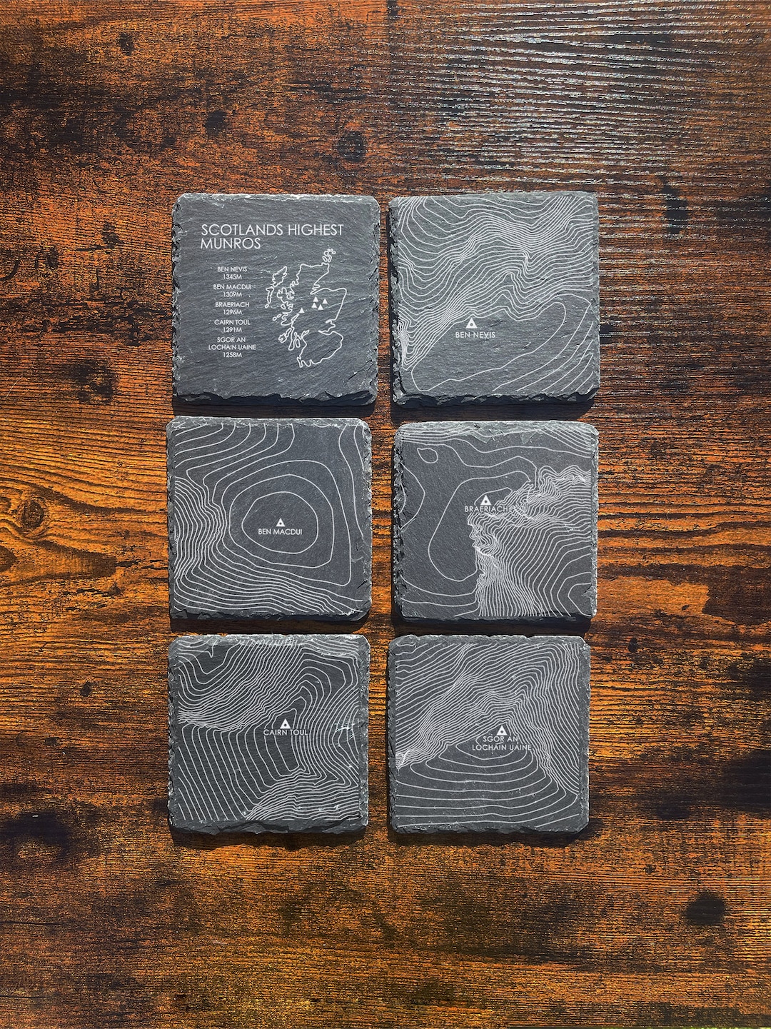 Scotland Highest Mountains Contours Set of 6 Slate Coasters - Etsy