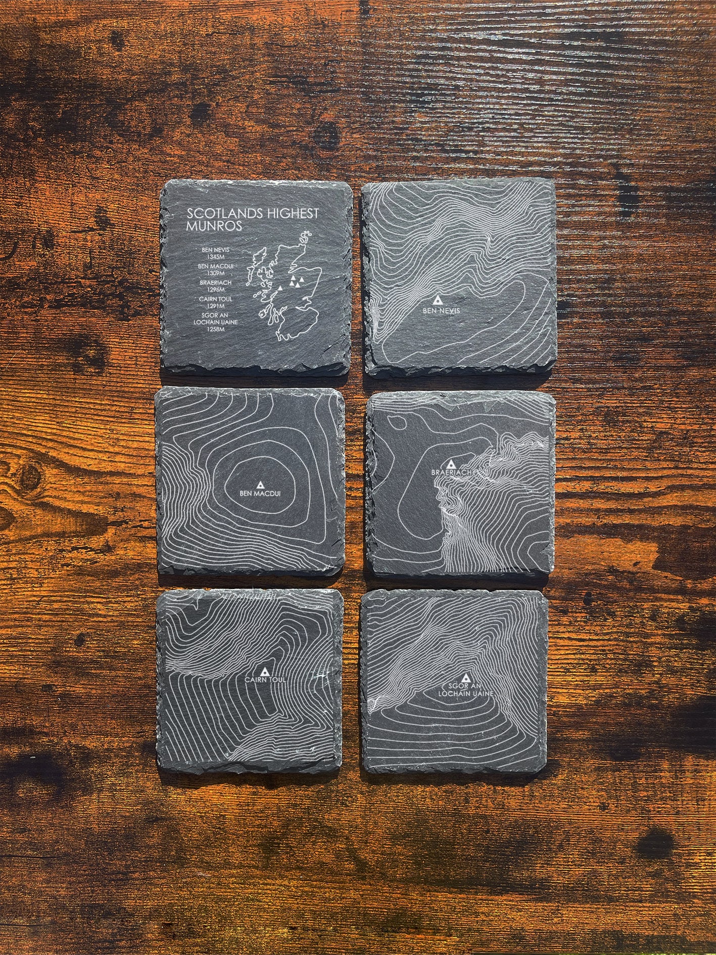 Scotland Highest Mountains Contours Set of 6 Slate Coasters - Etsy UK