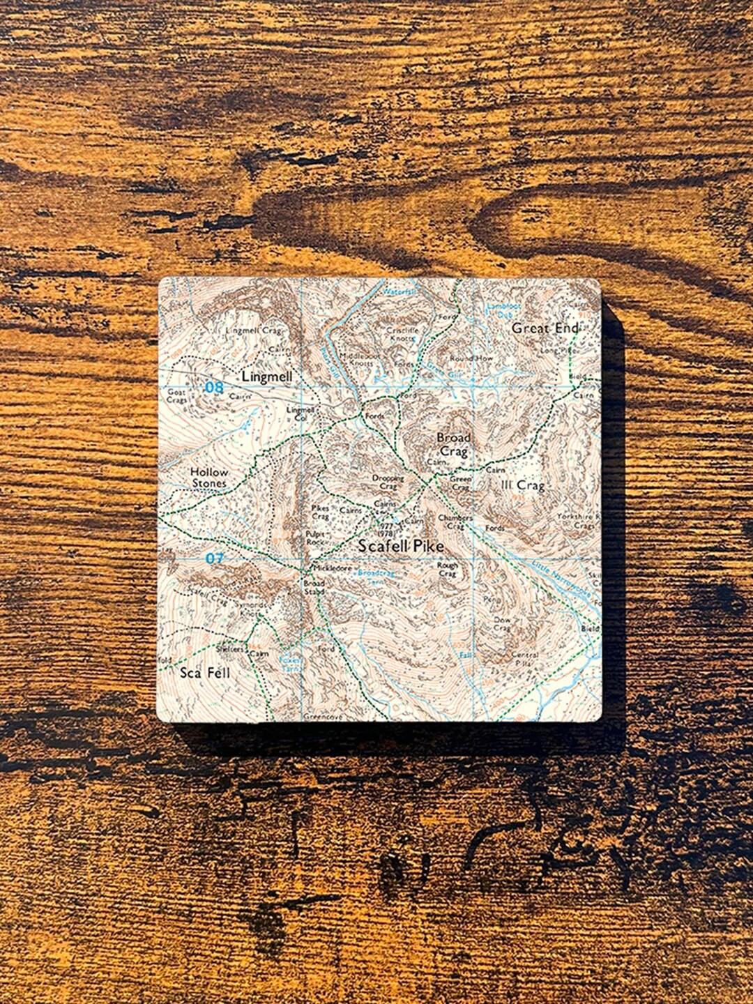 Scafell Pike Lake District Ceramic Map Coaster Lake District Hiking ...