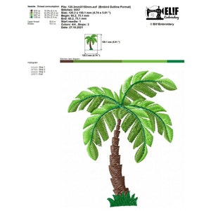 Tropical Palm Tree Embroidery Design Digitized File, Beach & Summer ...