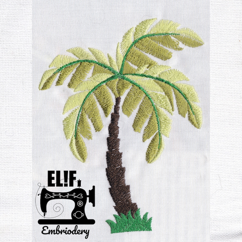 Tropical Palm Tree Embroidery Design Digitized File, Beach & Summer ...
