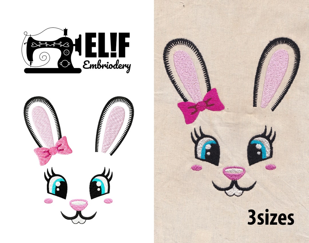 Happy Bunny Face Machine Embroidery Design File. Embroidery Digitizing ...