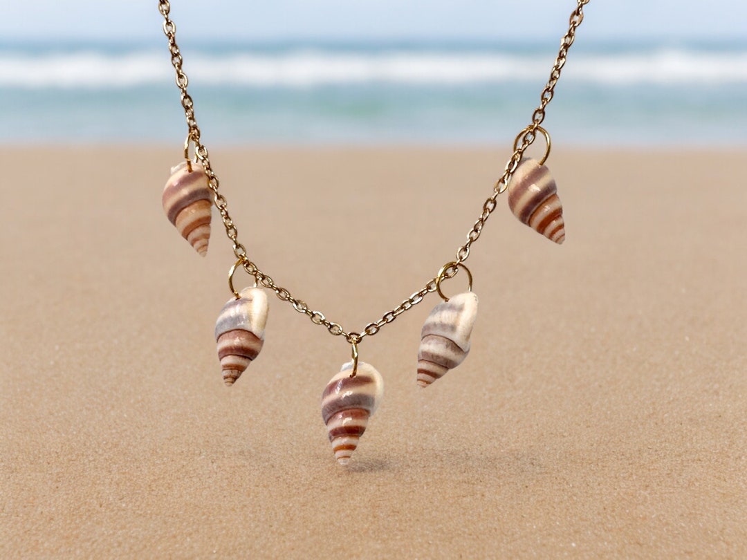 Seashell Charm Necklace, Beach Jewelry, Waterproof Necklace, Summer ...
