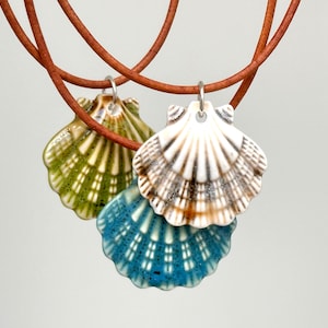 Shell Necklace, Ceramic Seashell Pendant, Beachy Jewelry, Boho Surfer ...