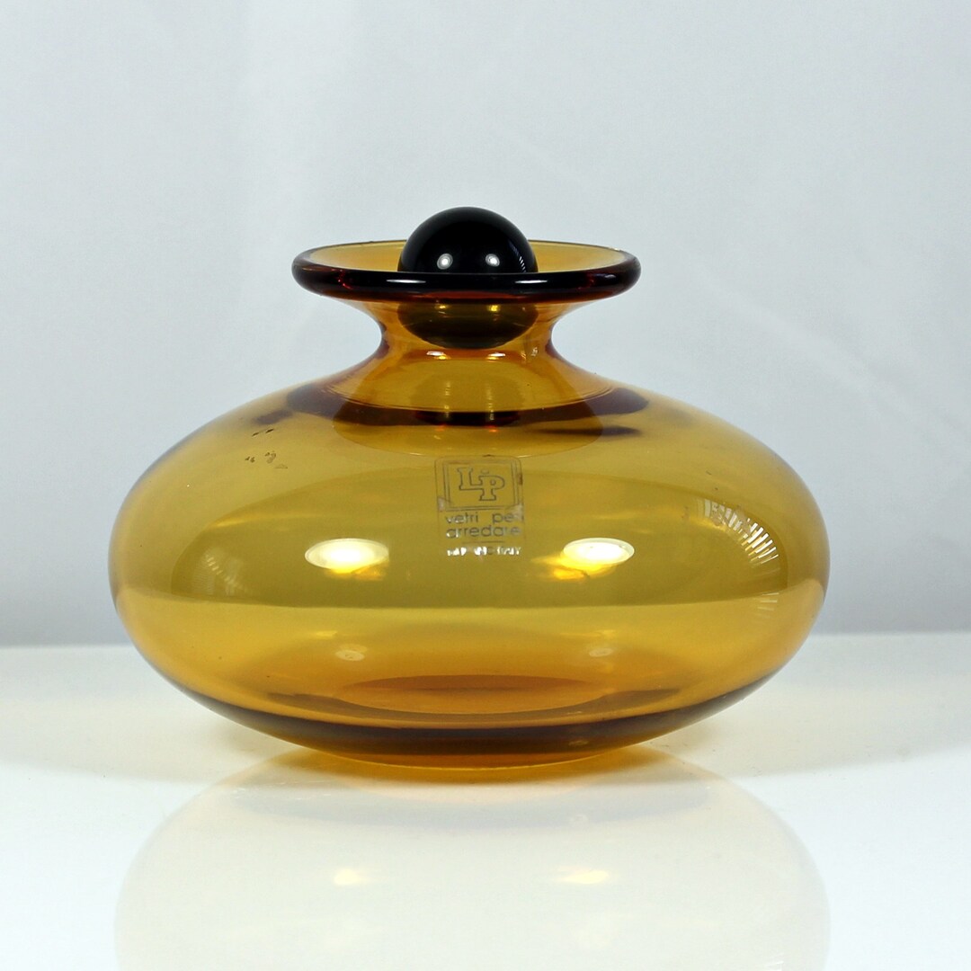 Marcello Furlan b. 1962, Murano, Squat Bottle Vase, Amber - Etsy