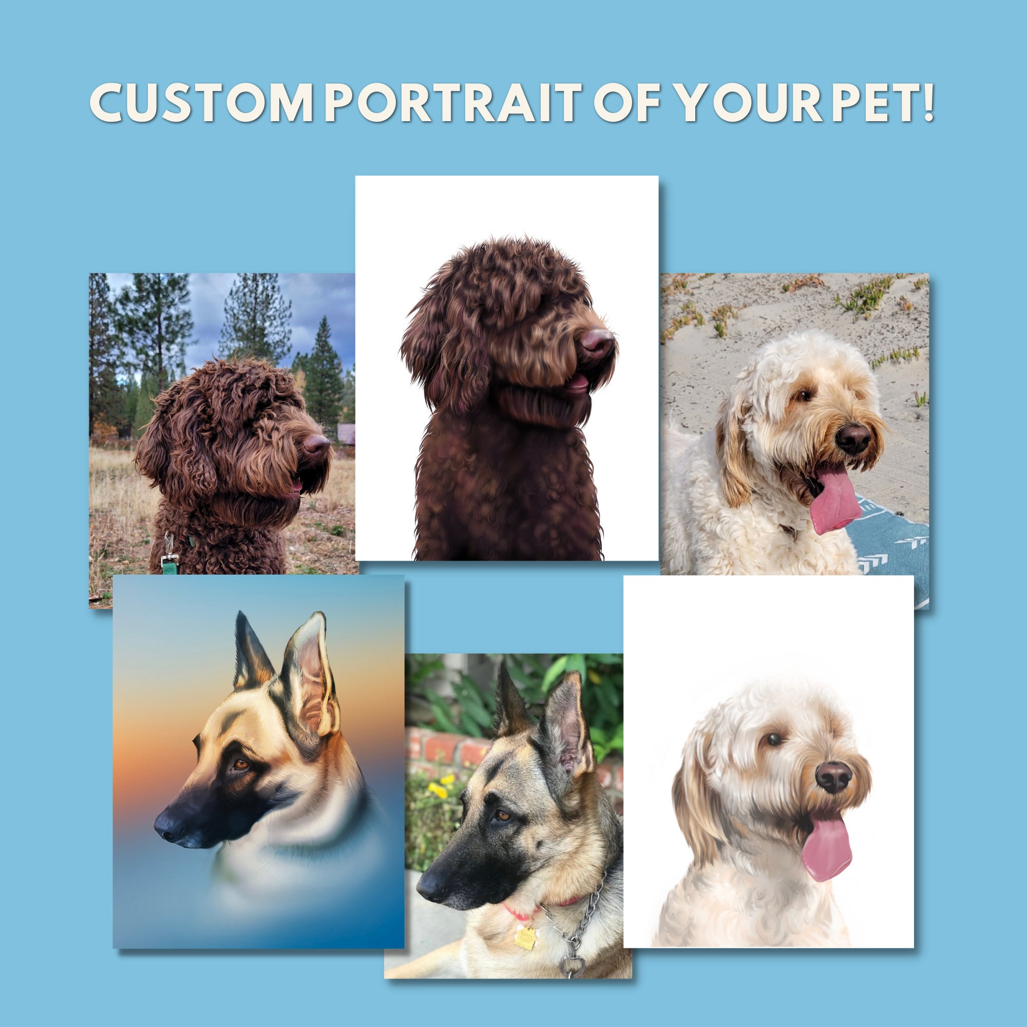 Custom Pet Art Print Pet Portrait Drawing Gift Personalized - Etsy