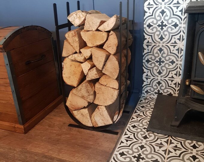 Log Store , Indoor Log Holder, Rustic Industrial Look, Log Rack, Log ...