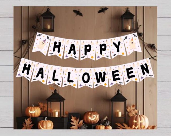 Printable Kid's Cute Happy Halloween Banner, Cute Halloween Party ...