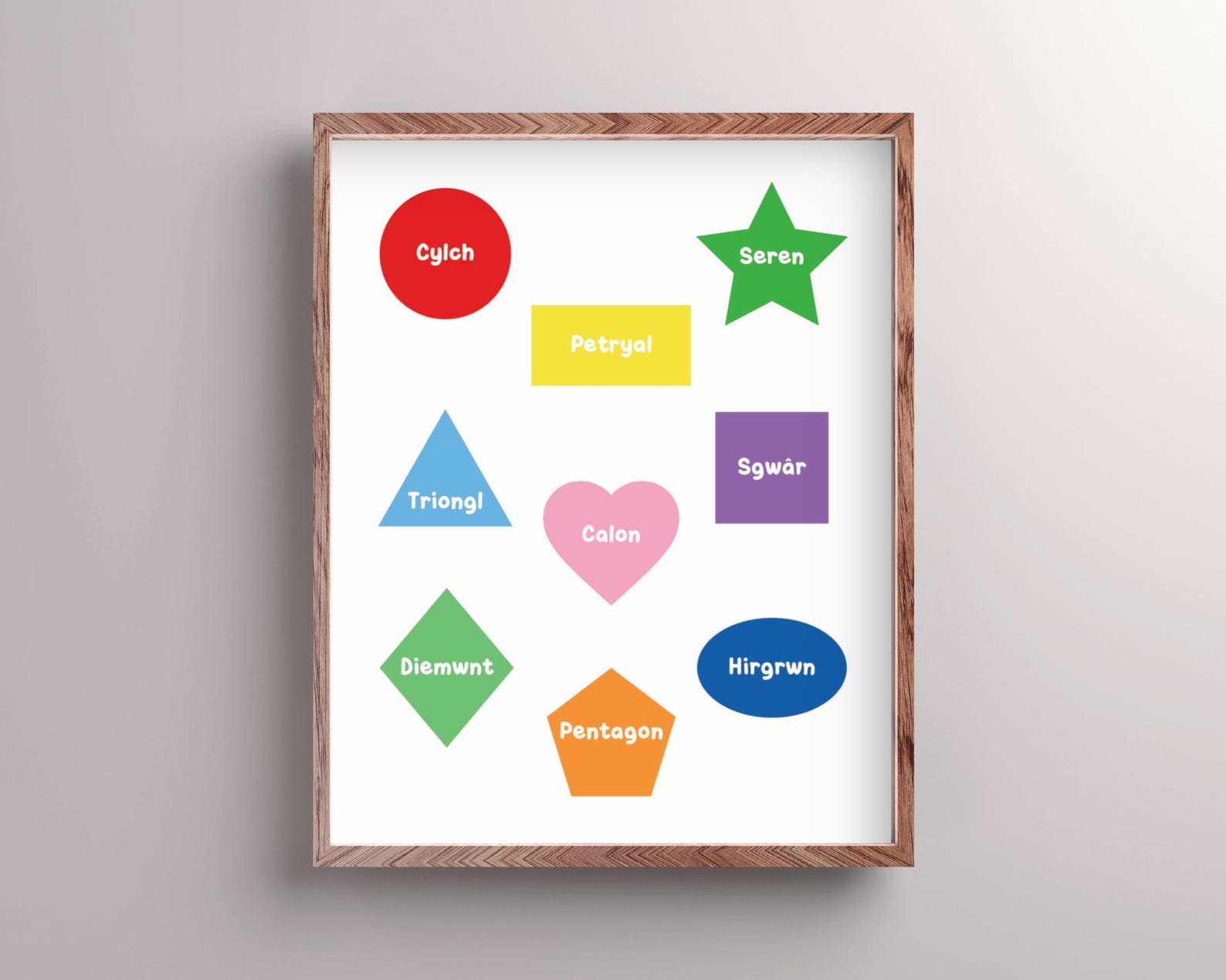 Three Welsh Educational Prints, Alphabet, Numbers and Shapes, Teacher ...