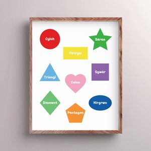 Three Welsh Educational Prints, Alphabet, Numbers and Shapes, Teacher ...