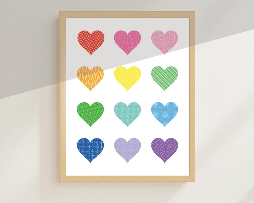 Rainbow Heart Printable, Nursery Poster, Montessori Early Learning ...