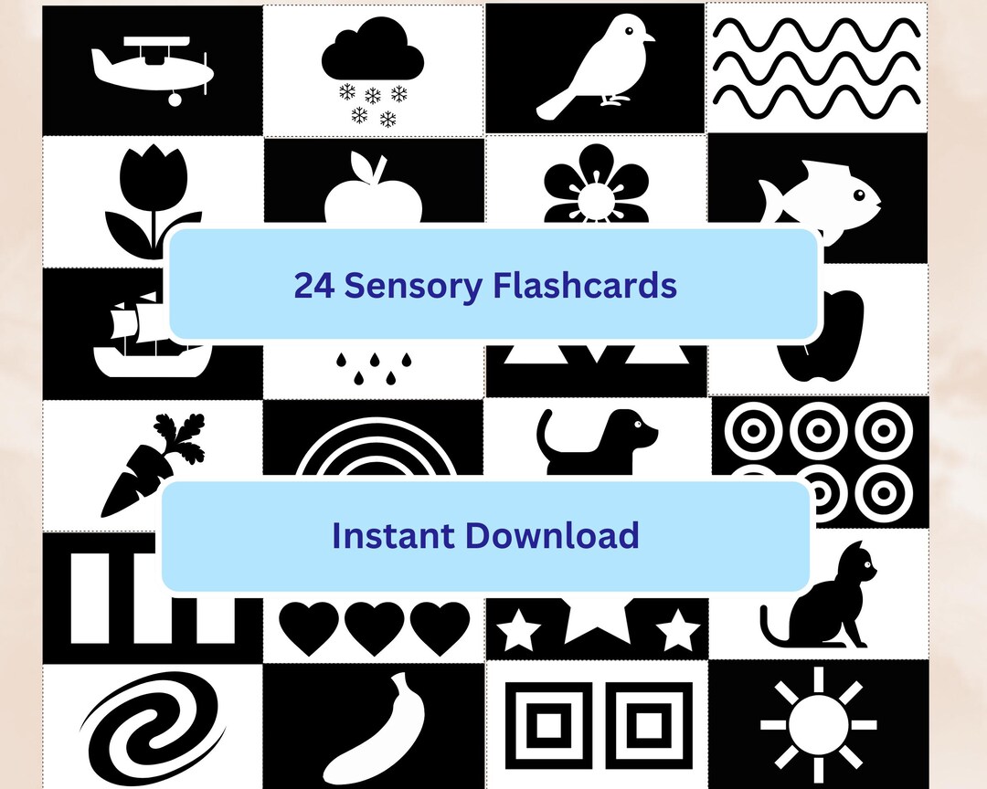 Printable Baby Sensory Cards High Contrast Black White and Black ...